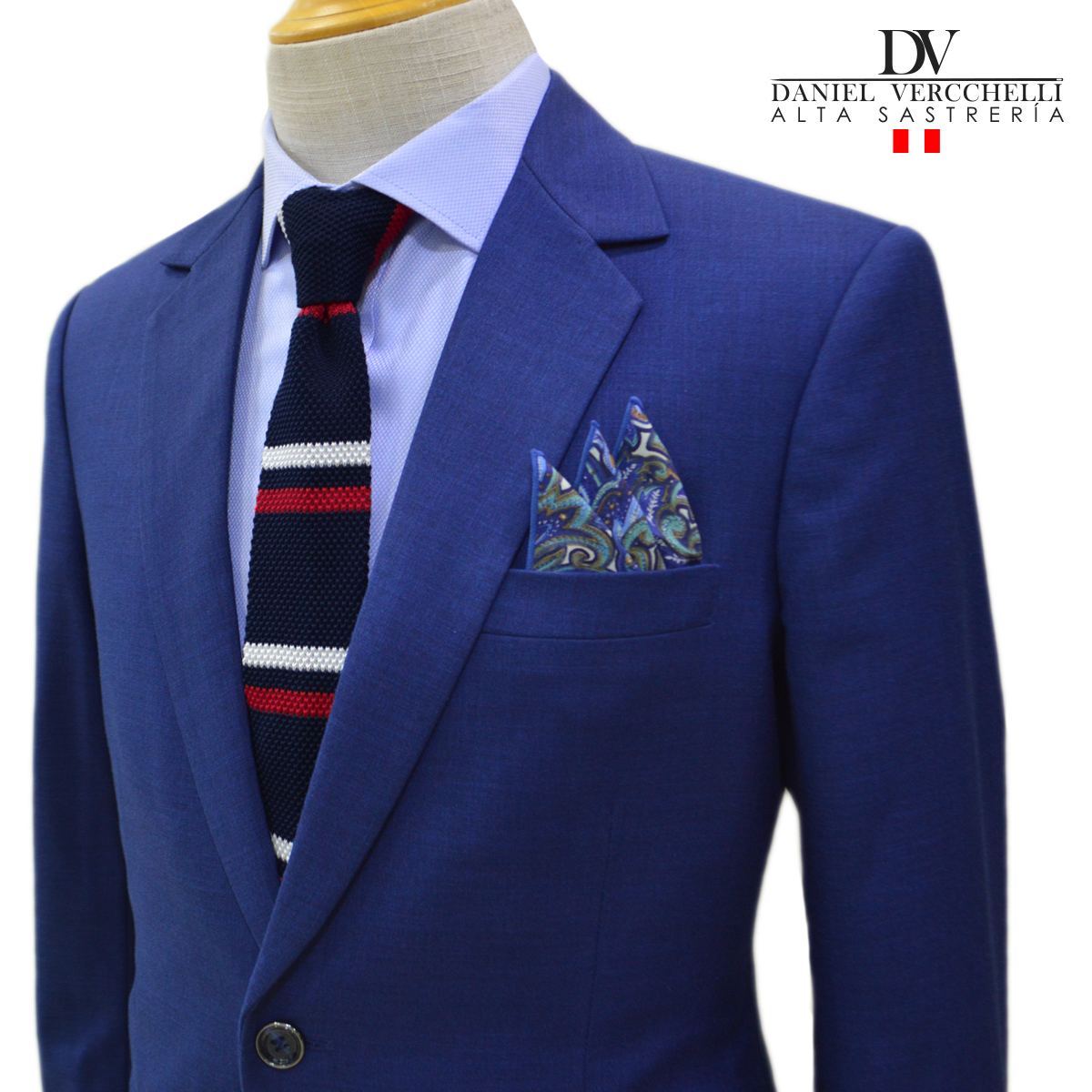 Corbata Ejecutiva Guinda a rayas anchas azul – Daniel Vercchelli – Alta ...